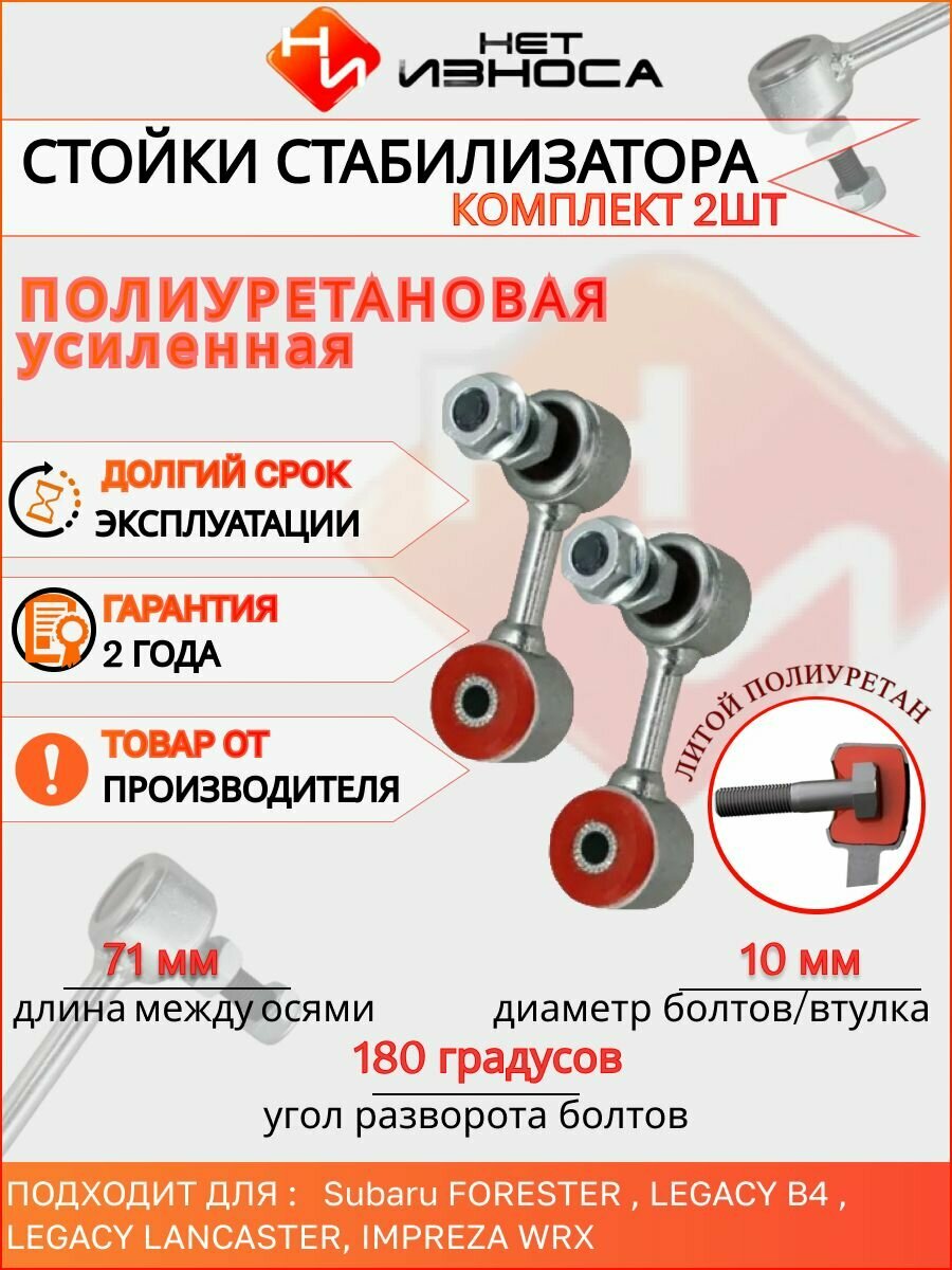 НИ нетизноса Стойки стабилизатора, NL121-2 (2 шт) полиуретановые усиленные, Subaru FORESTER , LEGACY B4 , LEGACY LANCASTER, IMPREZA WRX