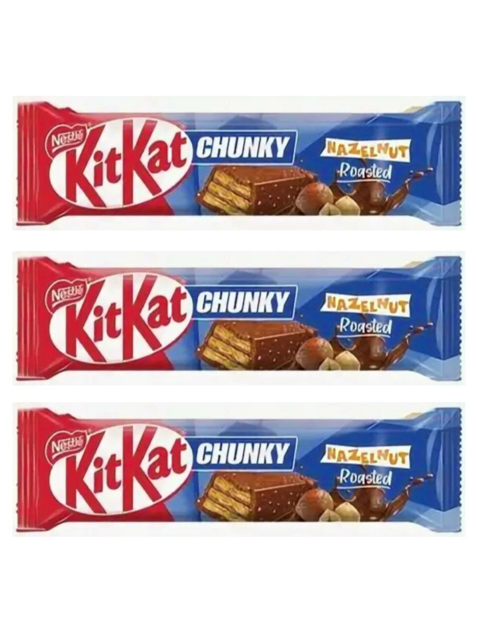 KitKat Chunky Hazelnut вафля с фундуком в шоколаде, 3шт по 38г