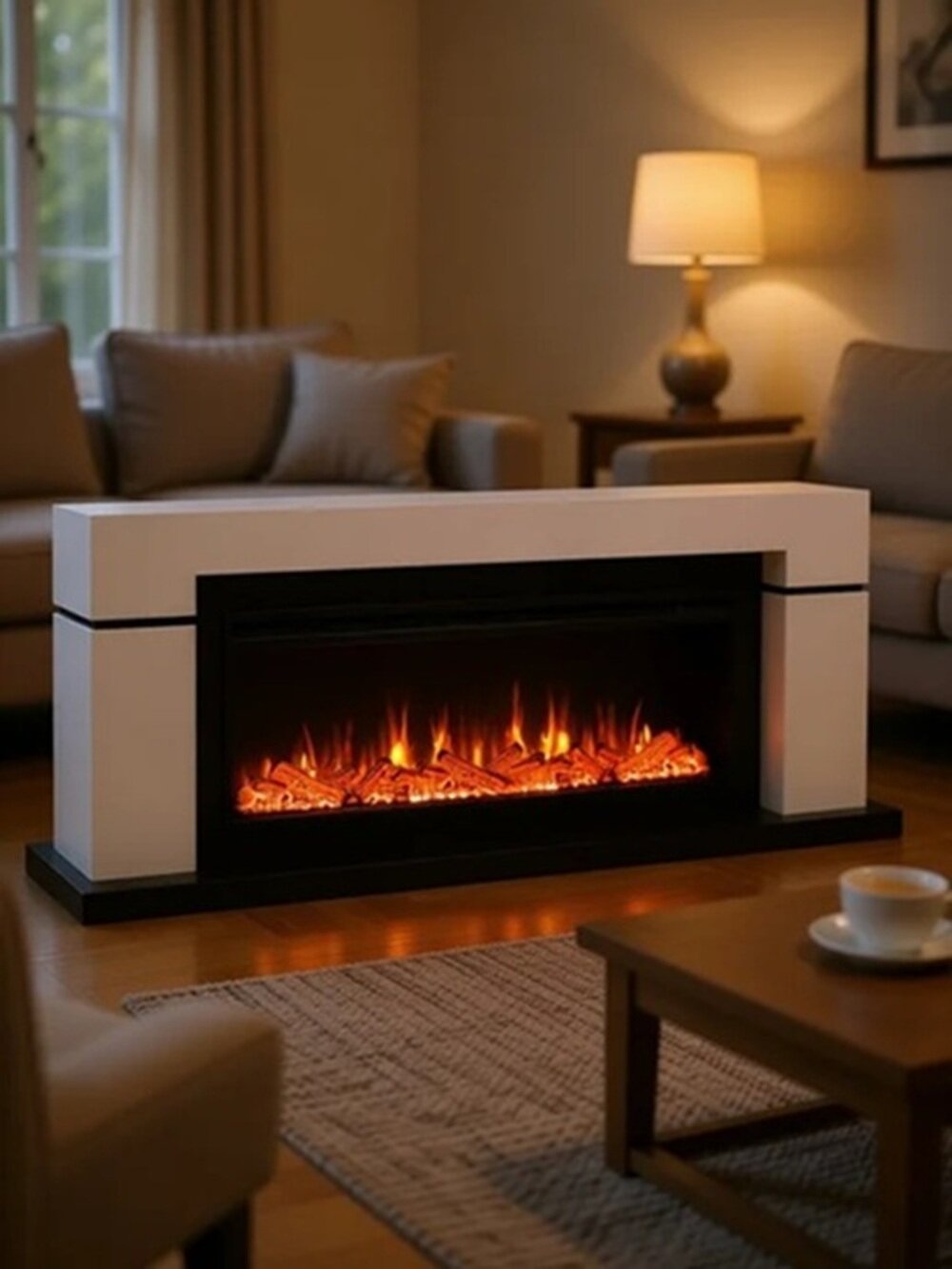 Каминокомплект Elekam Filato с очагом Pulsar 60 белый с черным