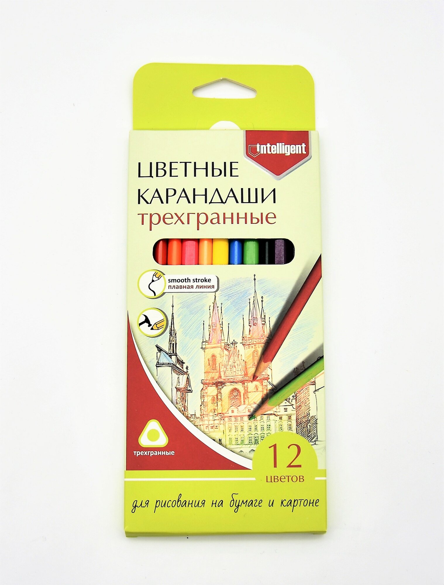 Карандаши цветные 12 цветов трехгранные 2М