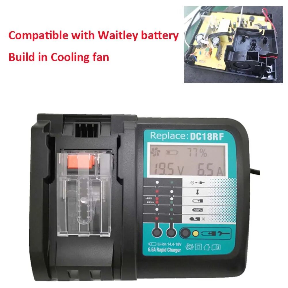 Аккумулятор для инструмента Waitley Build in Cooling fan Зарядное устройство DC18RF для Waitley battery 14.4-18V