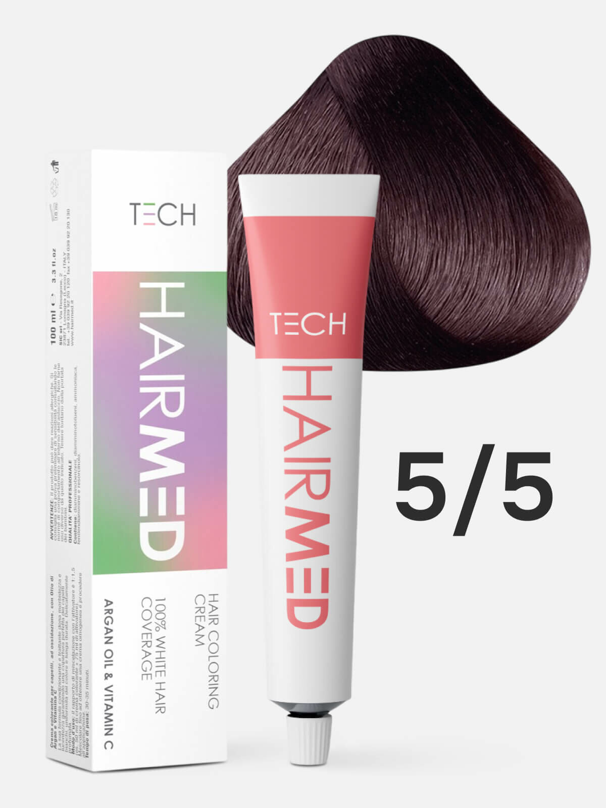 Крем - краска для волос профессиональная Hairmed 5/5 Светлый каштановый Махагоновый, 100 мл