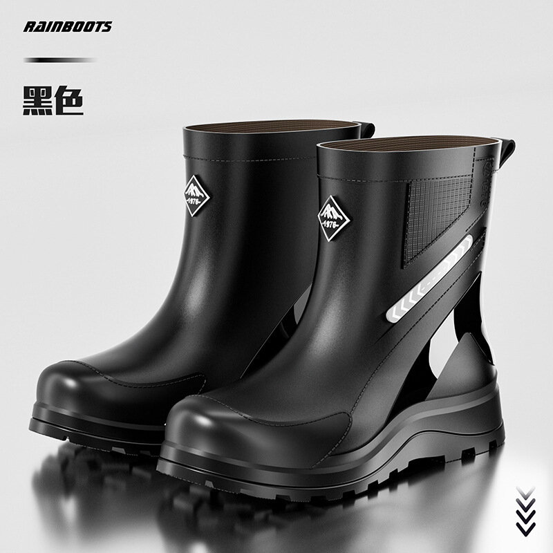 Мужские модные резиновые сапоги, удобные, универсальные ботинки на мягкой подошве для рыбалки на открытом воздухе, нескользящие кухонные ботинки, водонепроницаемые ботинки для мытья автомобилей. Размер обуви. EU:41