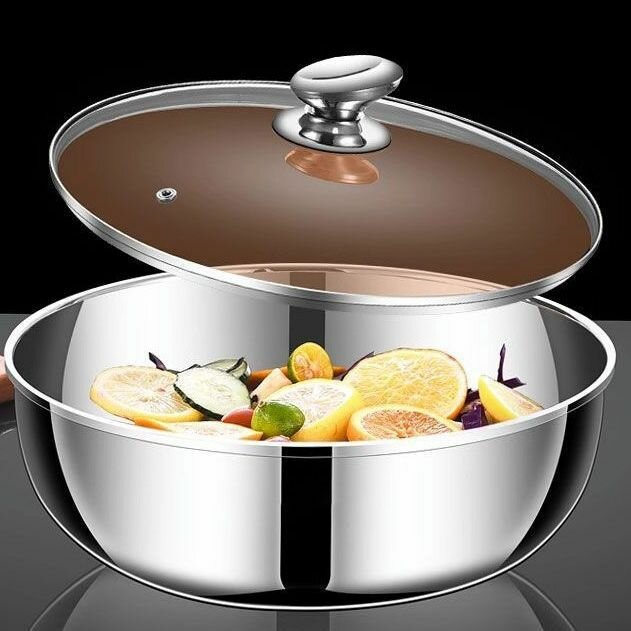 Утолщенная миска из нержавеющей стали для кухни, домашней выпечки, замешивания теста, мытья салата, взбивания яиц, с крышкой.