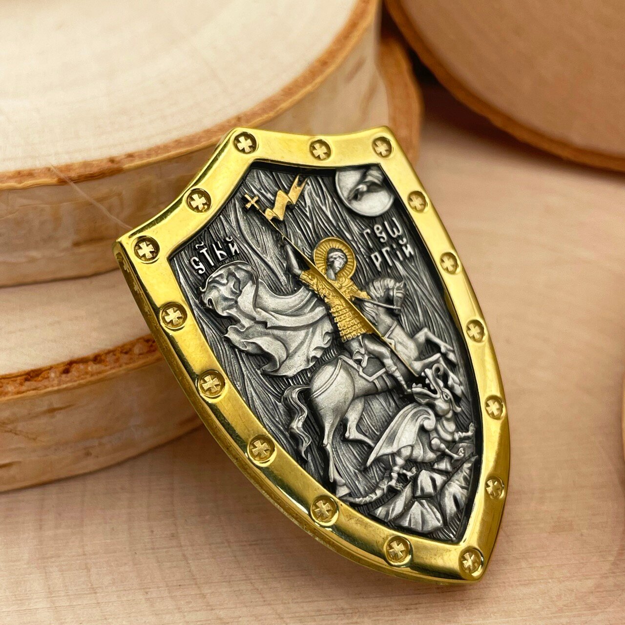 Подвеска, серебро, 925 проба, чернение, оксидирование, золочение