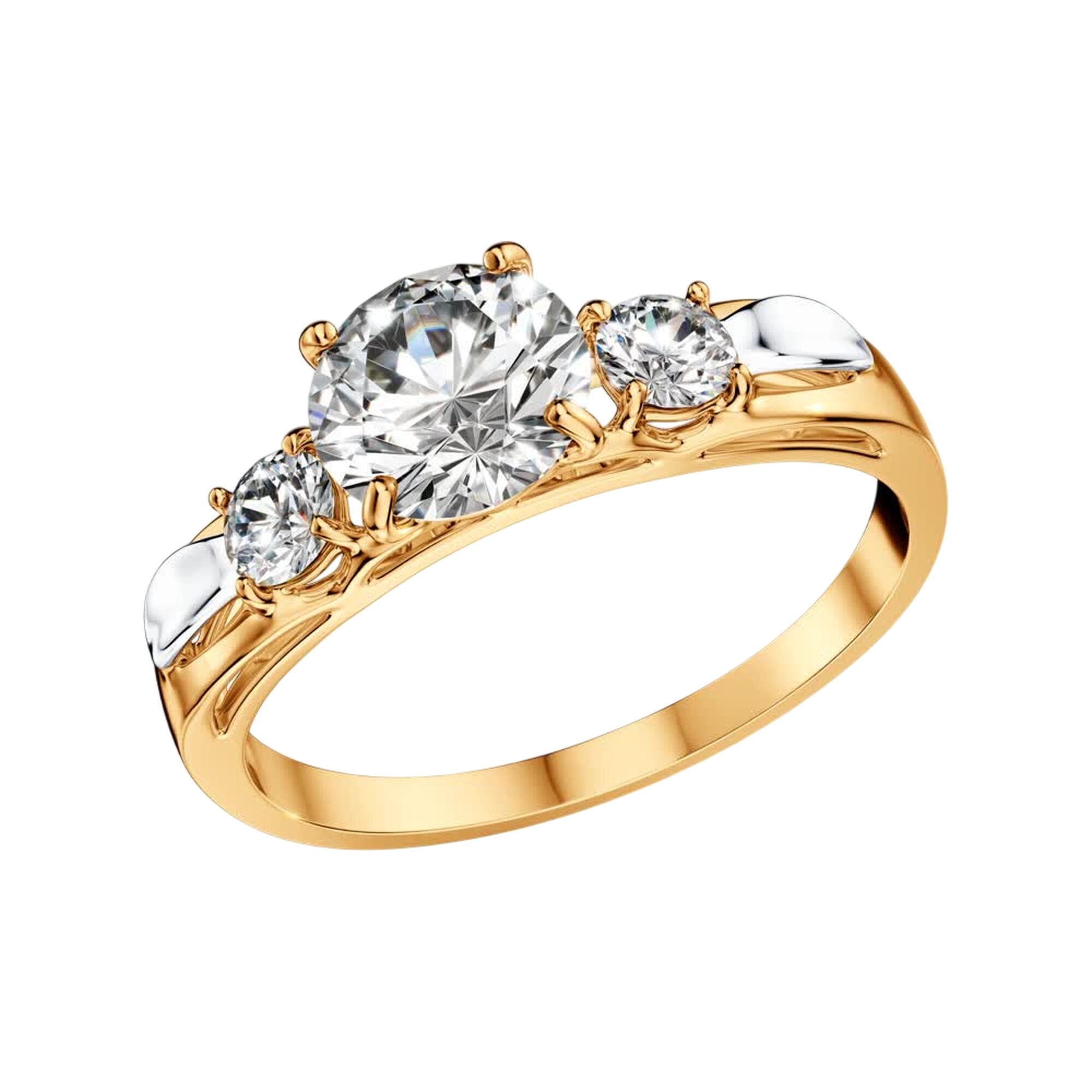 Кольцо, красное золото, 585 проба, фианит