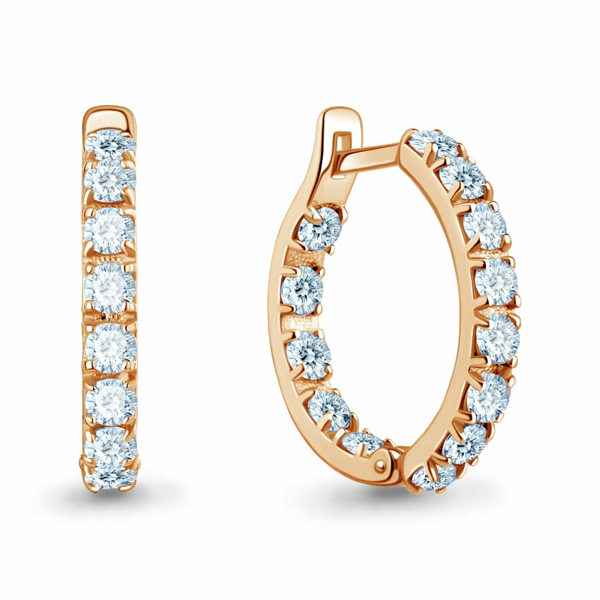 Серьги, серебро, 925 проба, золочение, фианит