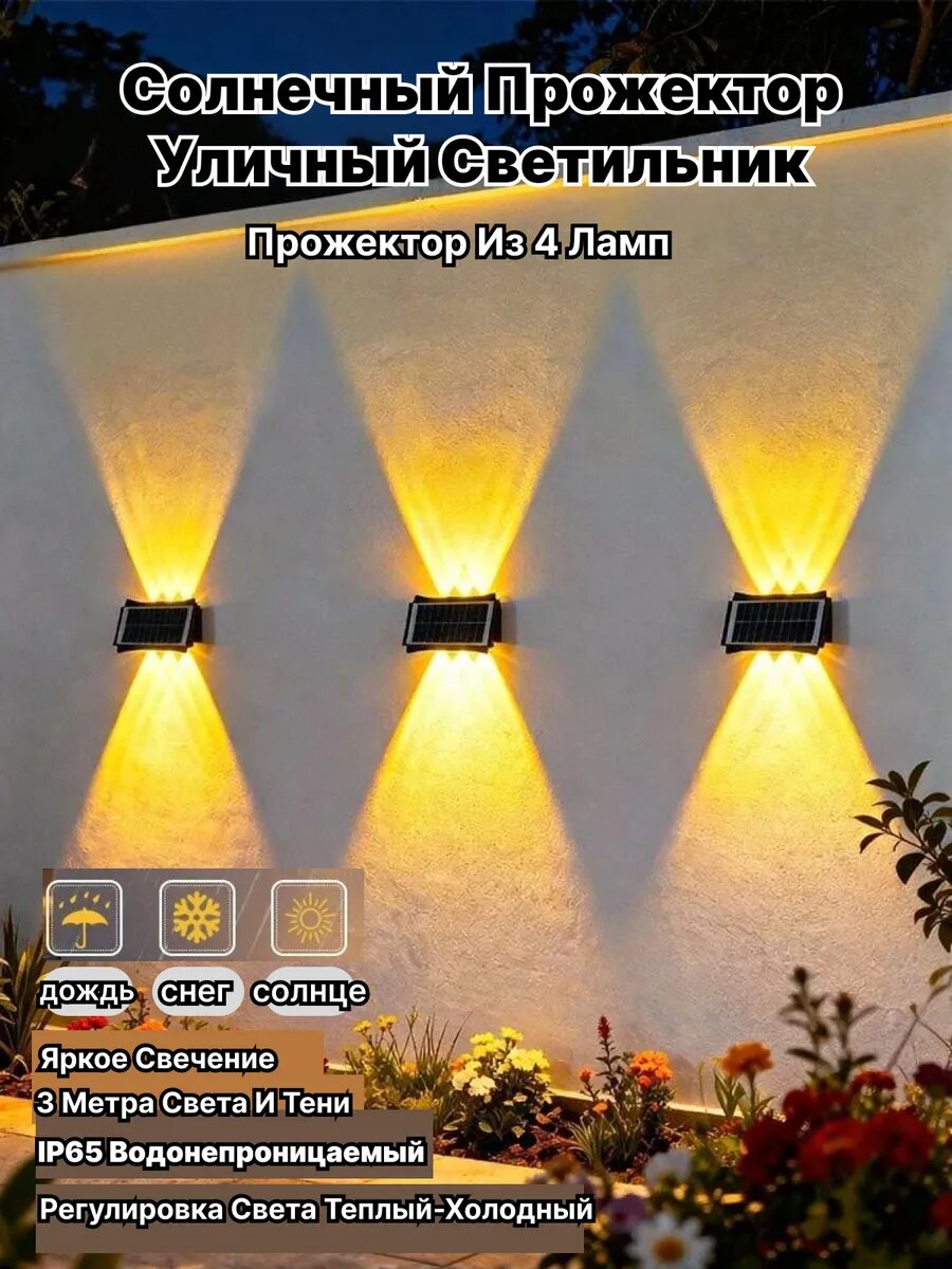 Светильник уличный на солнечной батарее, светодиодный, 12В, черный, Фонарь