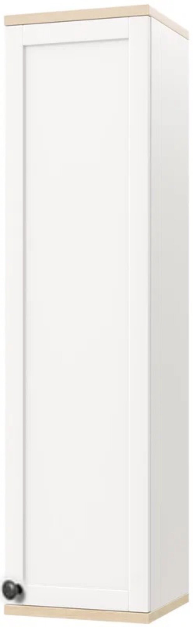 Шкаф закрытый из эмали и массива ясеня с полками 30х117х27 см (ШхВхГ)