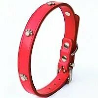 Красный кожаный ошейник с металлическими шипами для маленьких собак