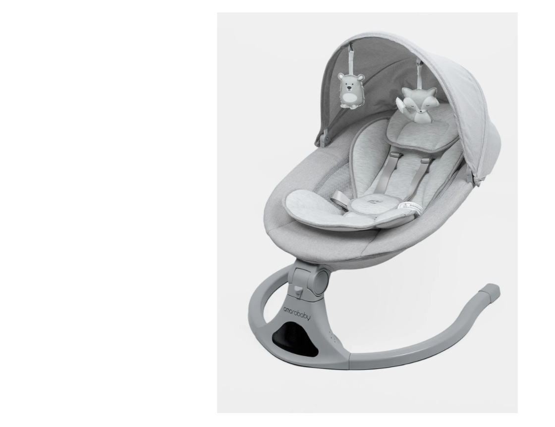 Качели электронные детские Amarobaby Funny swing серый (AB24-22FUN/11)