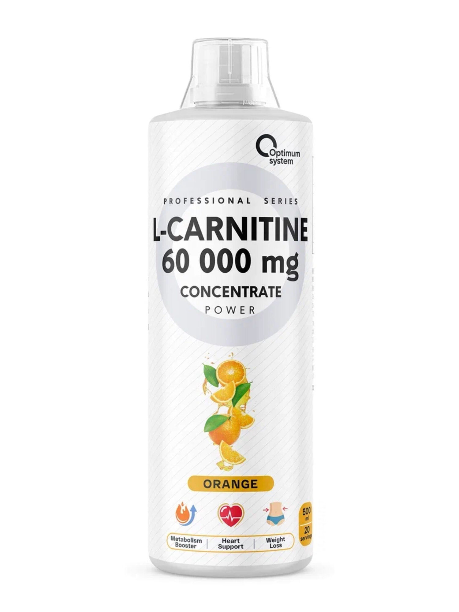 Optimum System L-Carnitine Concentrate Power, Л-Карнитин Концентрат 60000 500 мл - Апельсин