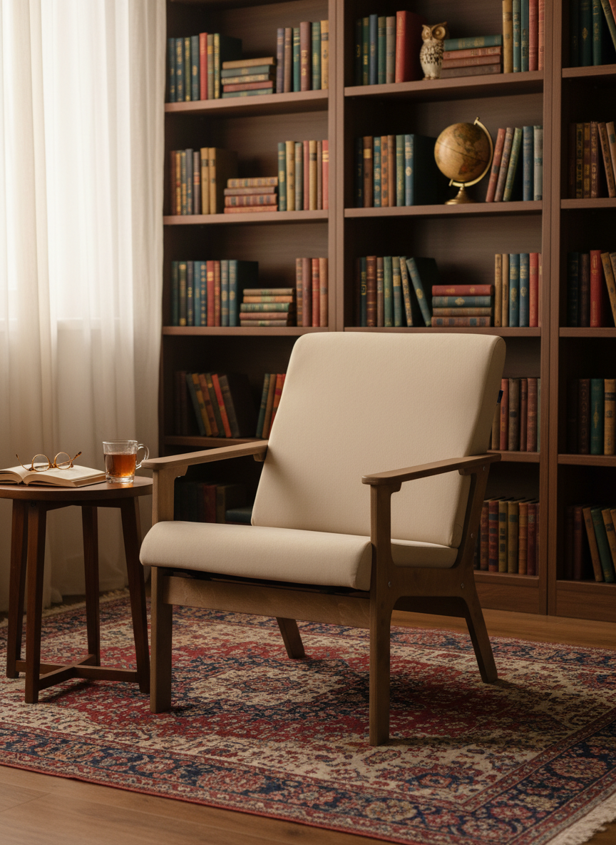 Кресло мягкое "Ретро мини" с низкой спинкой от "Мягкой посадки", обивка бежевый велюр