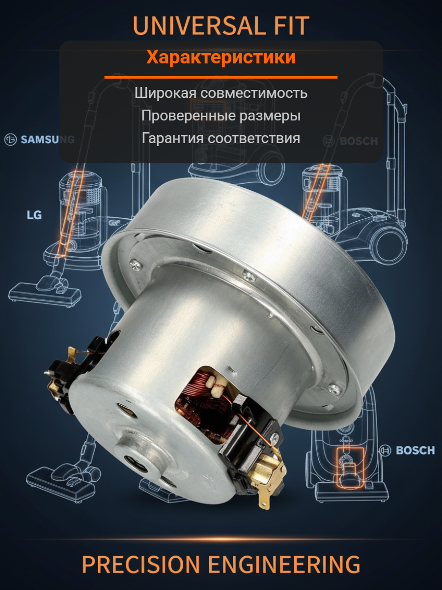 Электродвигатель (мотор) YDC42s для пылесоса 1800W