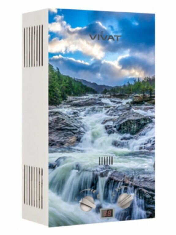 Газовая колонка VIVAT GLS 20-10 R NG белая с изображением река