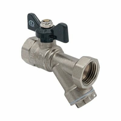 Кран шаровой с косым фильтром полнопроходной (бабочка) AQUALINK 1/2"