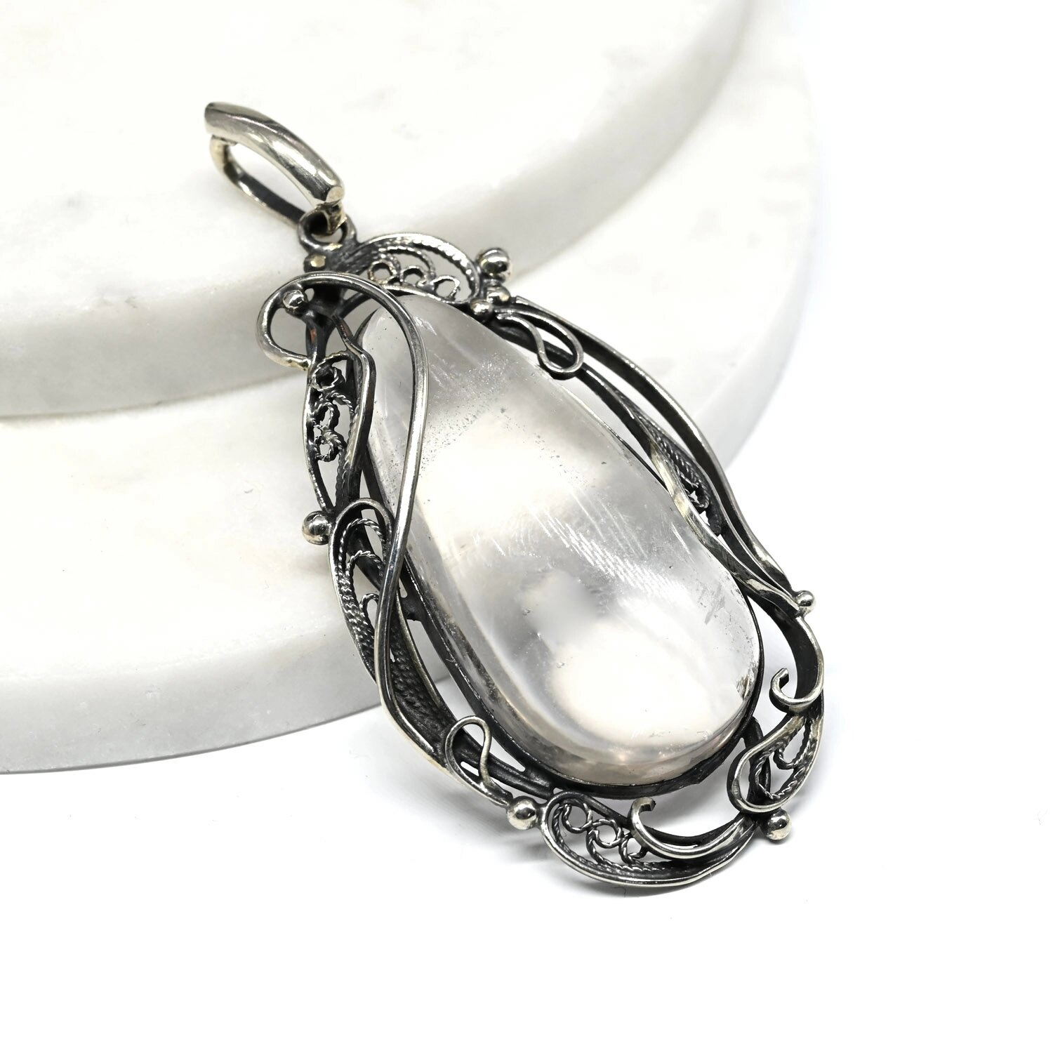 Кулон (подвеска) винтажный с горным хрусталем 29*53мм. .