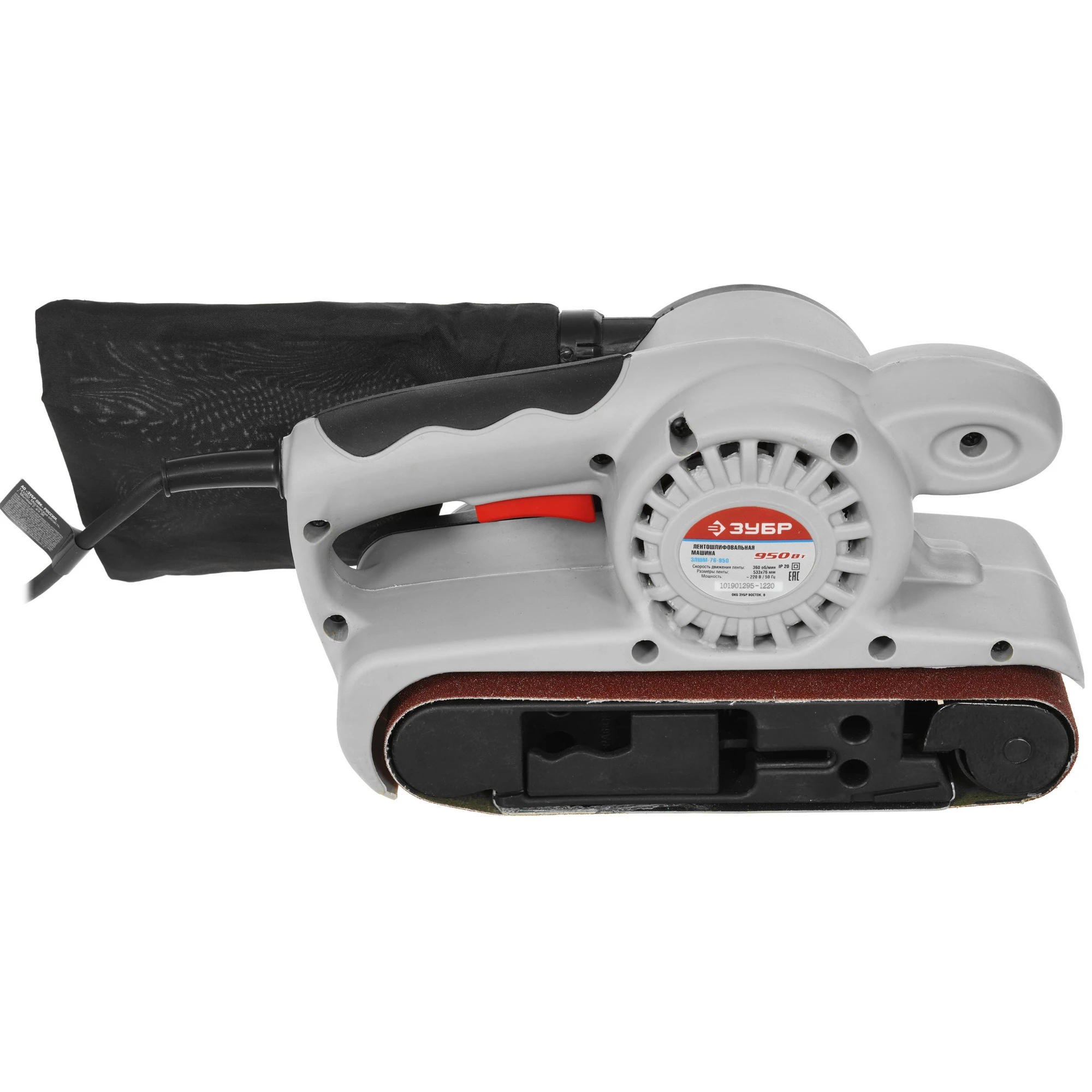 Машина лентошлифовальная ЗУБР ЗЛШМ-76-950, система пылеудаления, серый