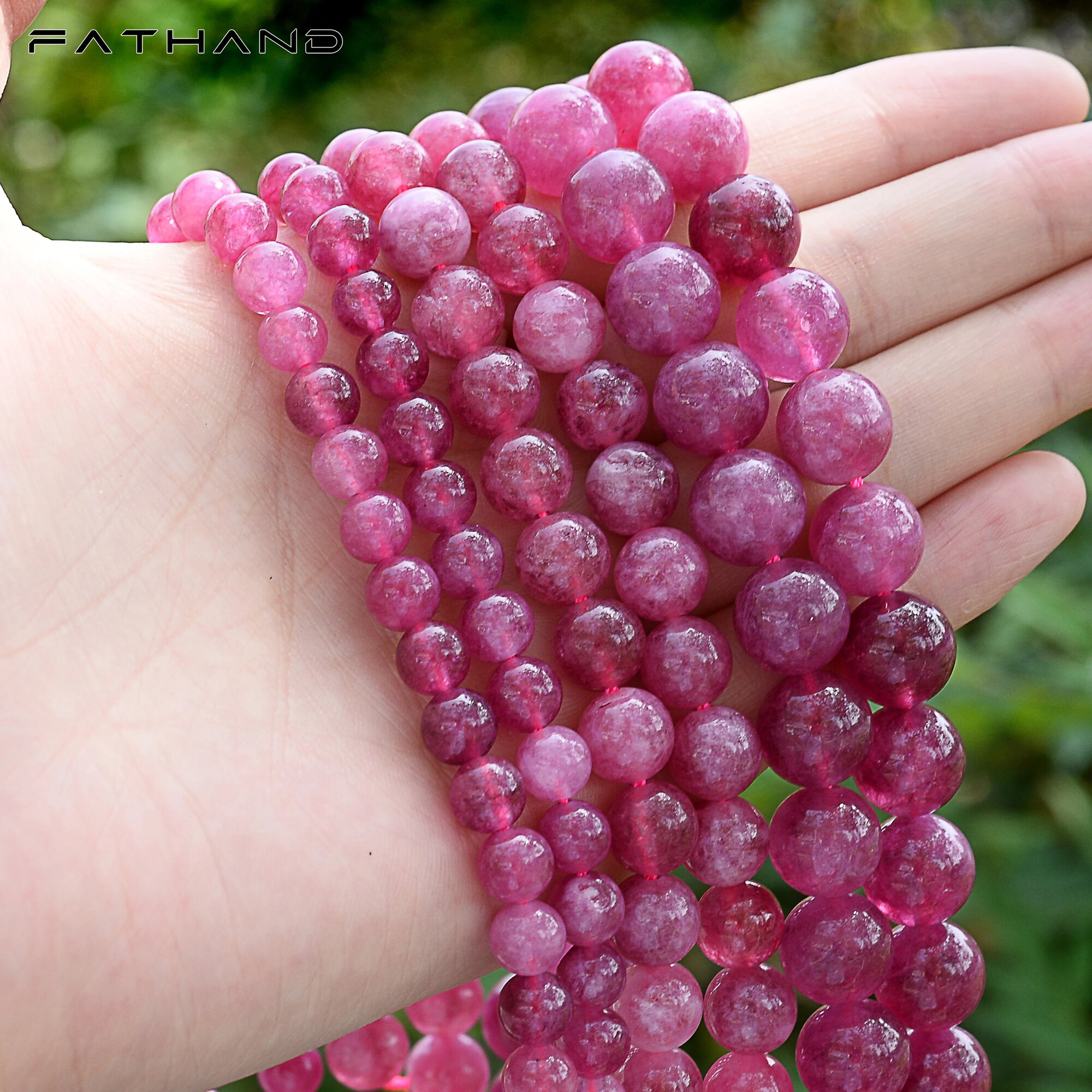 Натуральный камень, полупрозрачные кристаллы клубники, бусины, розовые турмалины, круглые бусины для изготовления ювелирных изделий «сделай сам», 6-10 мм
