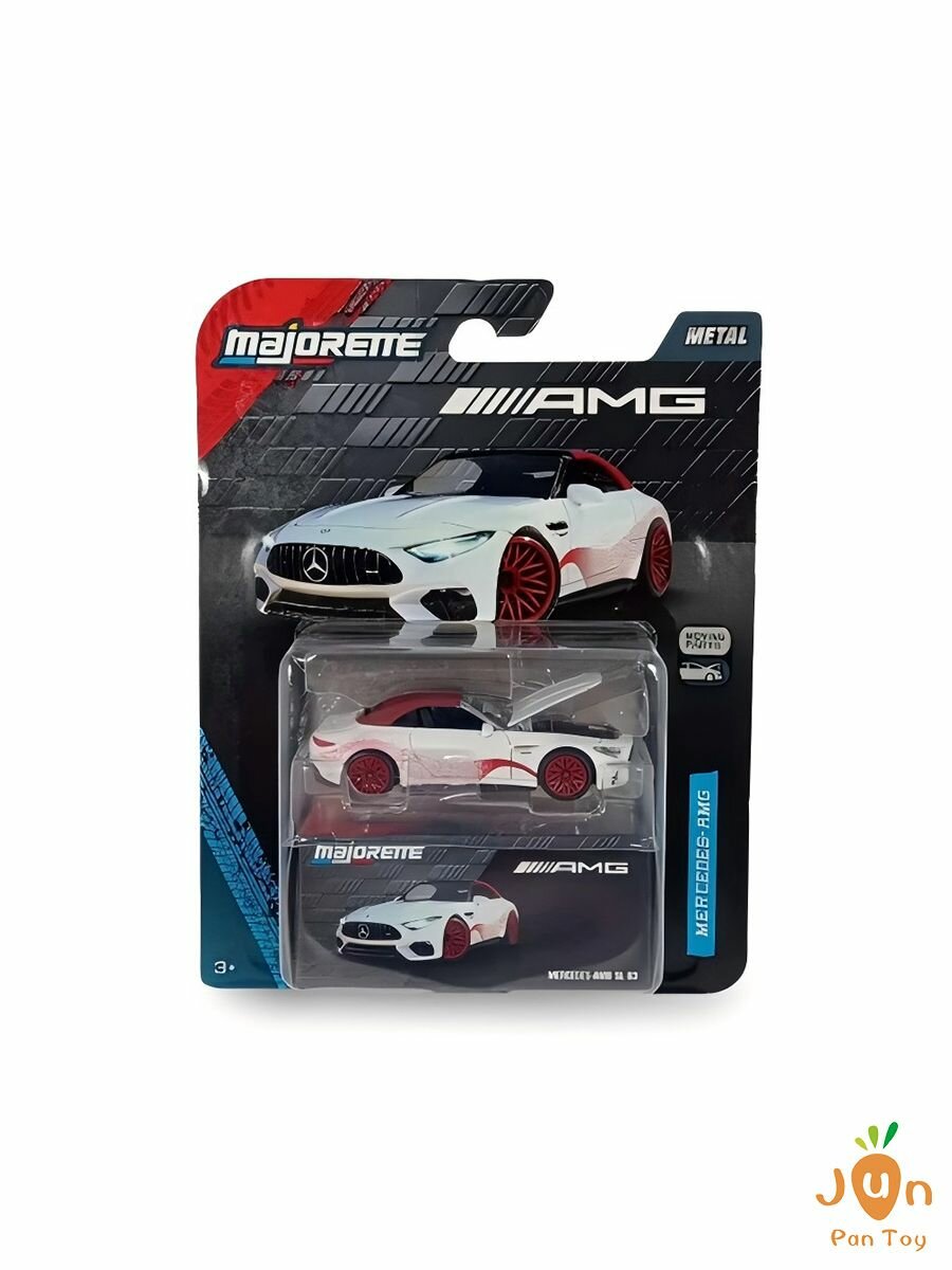 Игрушечный машина, Majorette Mercedes-AMG SL 63 / Металлическая модель детского кабриолета Mercedes (масштаб 1:64) в красно-белой расцветке - отличный подарок для коллекции.
