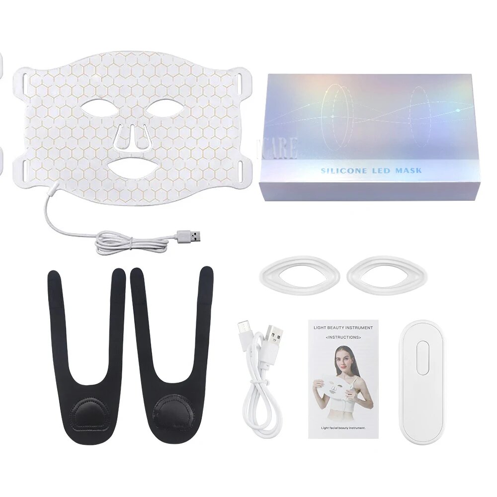 Светодиодная маска для лица из силикона, 7 цветов, White withbox1