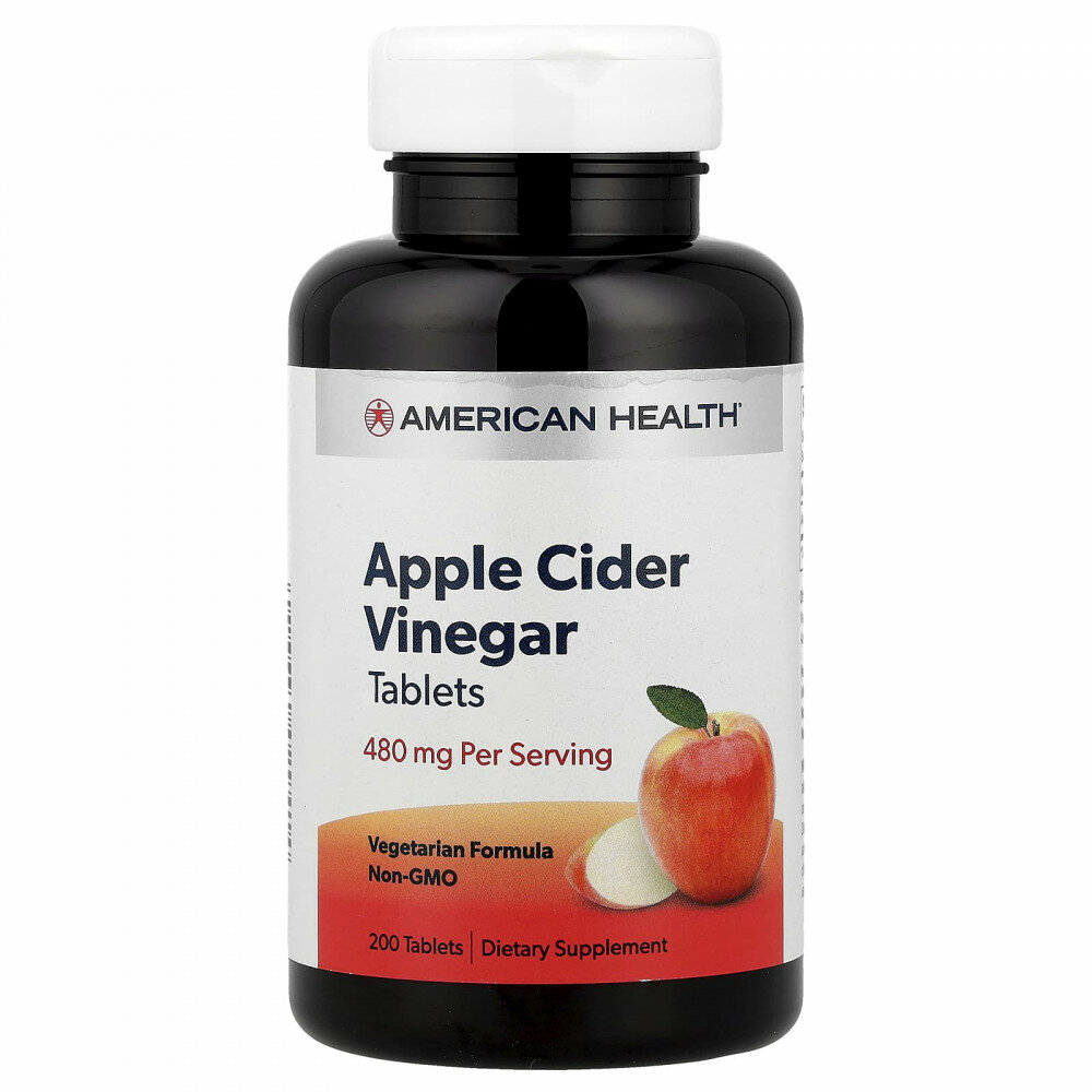American Health, яблочный уксус, 480 мг, 200 таблеток (240 мг в 1 таблетке)