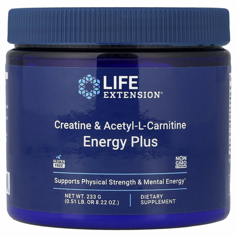 Life Extension, креатин и ацетил-L-карнитин, Energy Plus, 233 г (0,51 фунта)