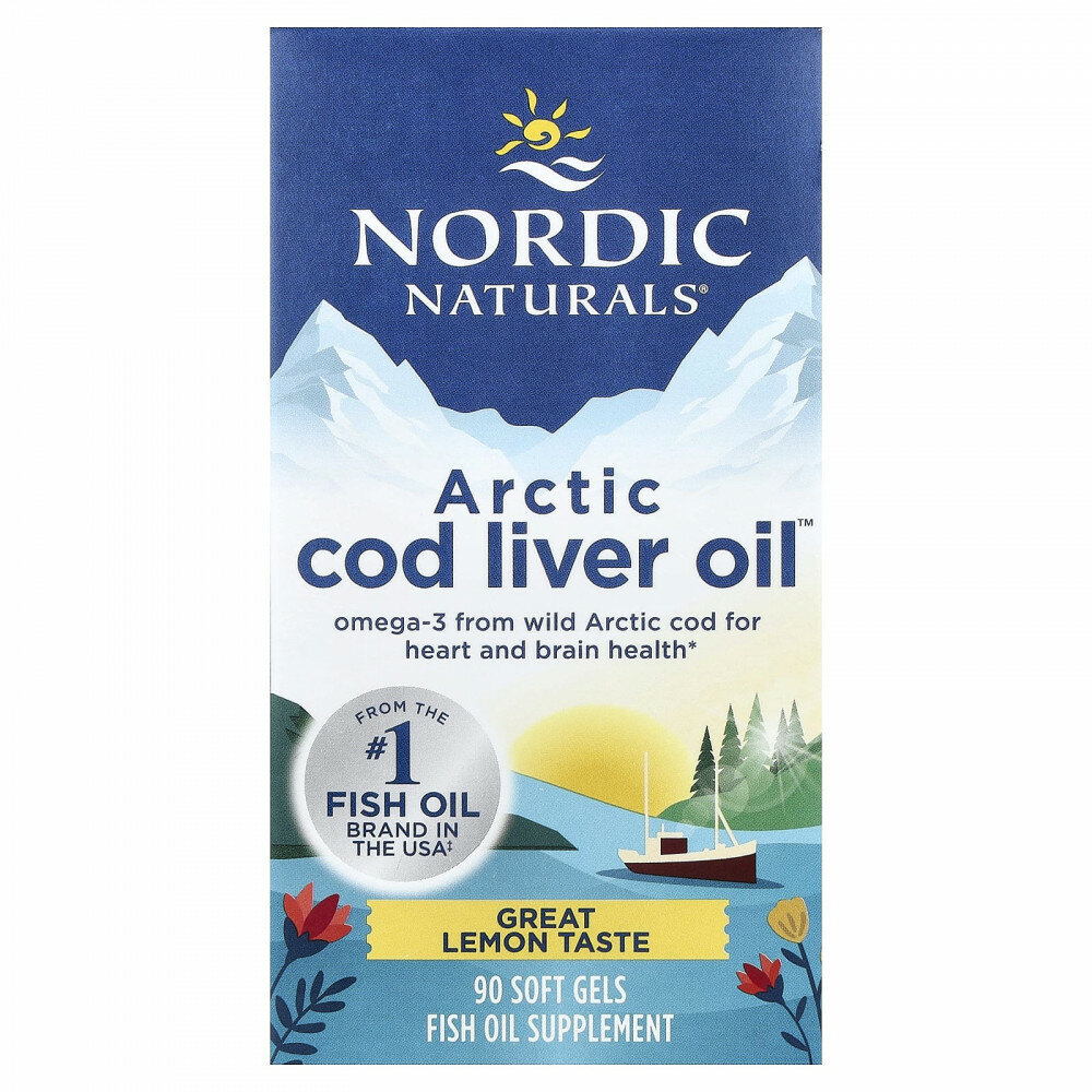 Nordic Naturals, Arctic Cod Liver Oil™, лимон, 90 капсул