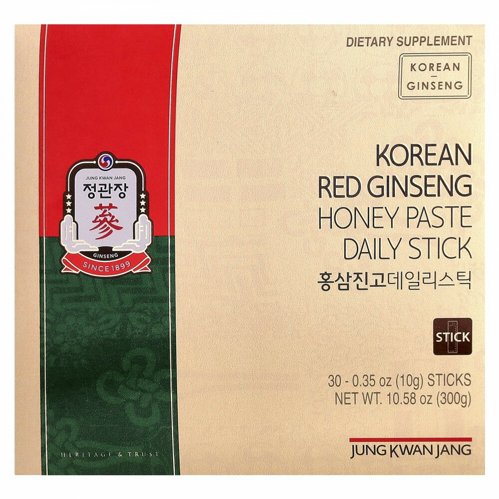 JungKwanJang, Ежедневная паста с корейским медом и красным женьшенем, 30 шт. По 10 г (0,35 унции)