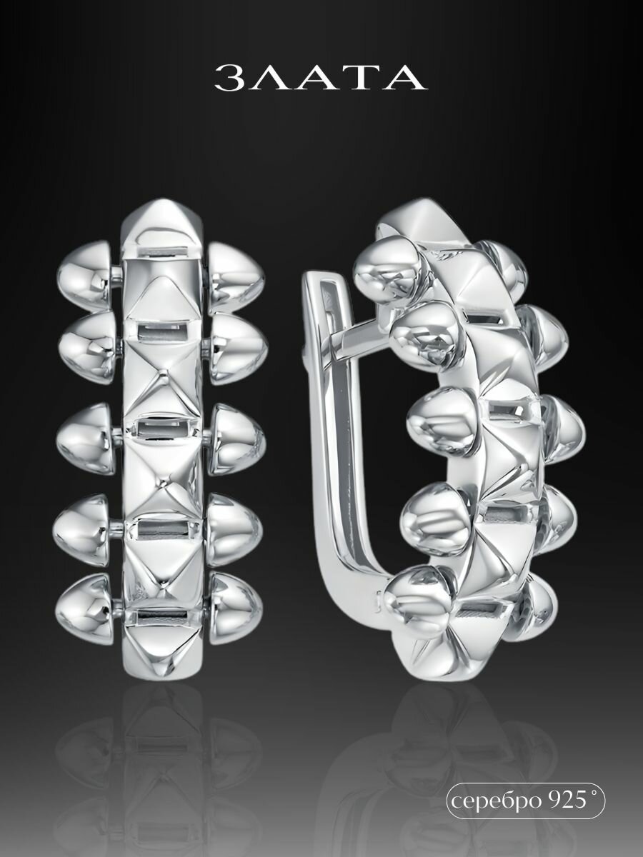 Серьги, серебро, 925 проба, родирование