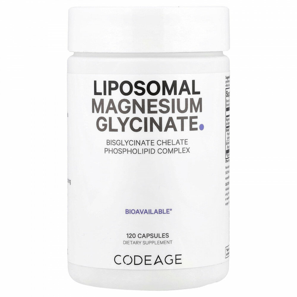 Codeage, липосомальный глицинат магния, 120 растительных капсул