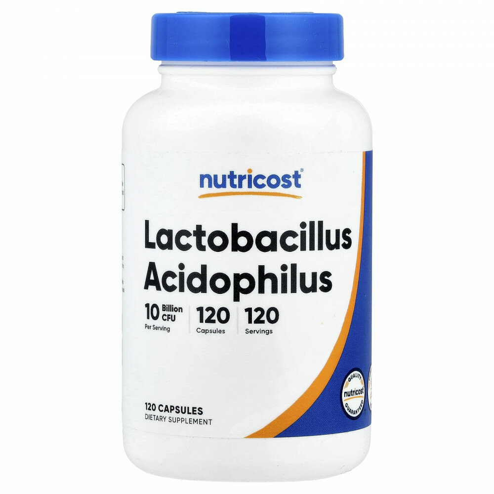 Nutricost, ацидофильные лактобактерии (Lactobacillus acidophilus), 50 мг (10 млрд КОЕ), 120 капсул
