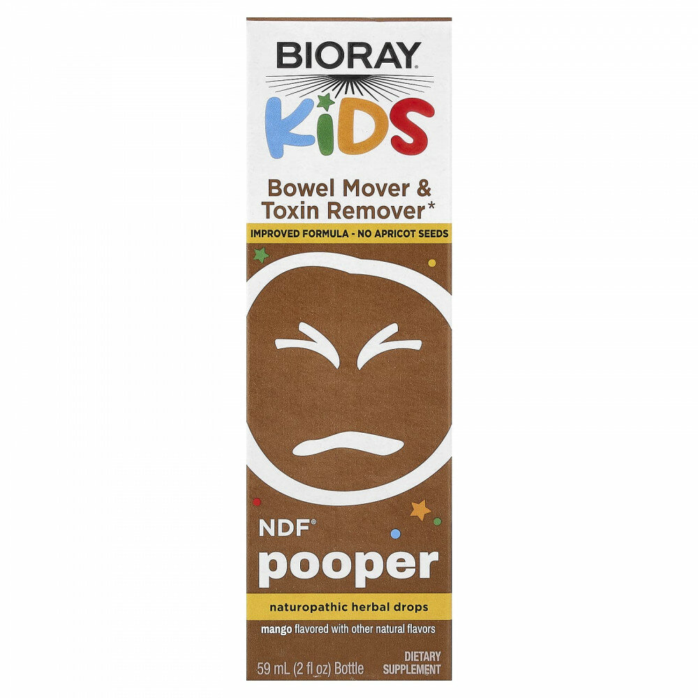 Bioray, Kids, NDF® Pooper, добавка для очищения кишечника, манго, 59 мл (2 жидк. унции)