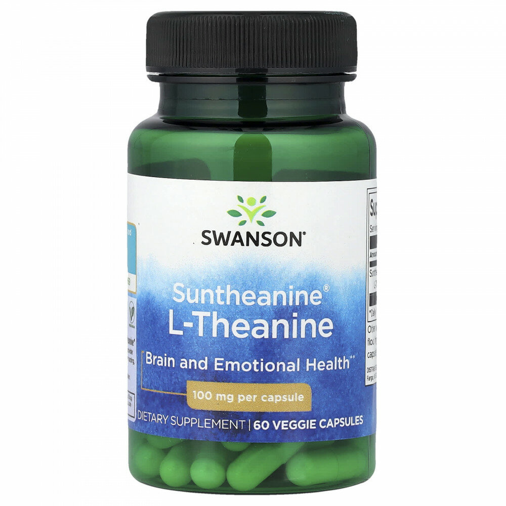 Swanson, L-теанин Suntheanine®, 100 мг, 60 растительных капсул