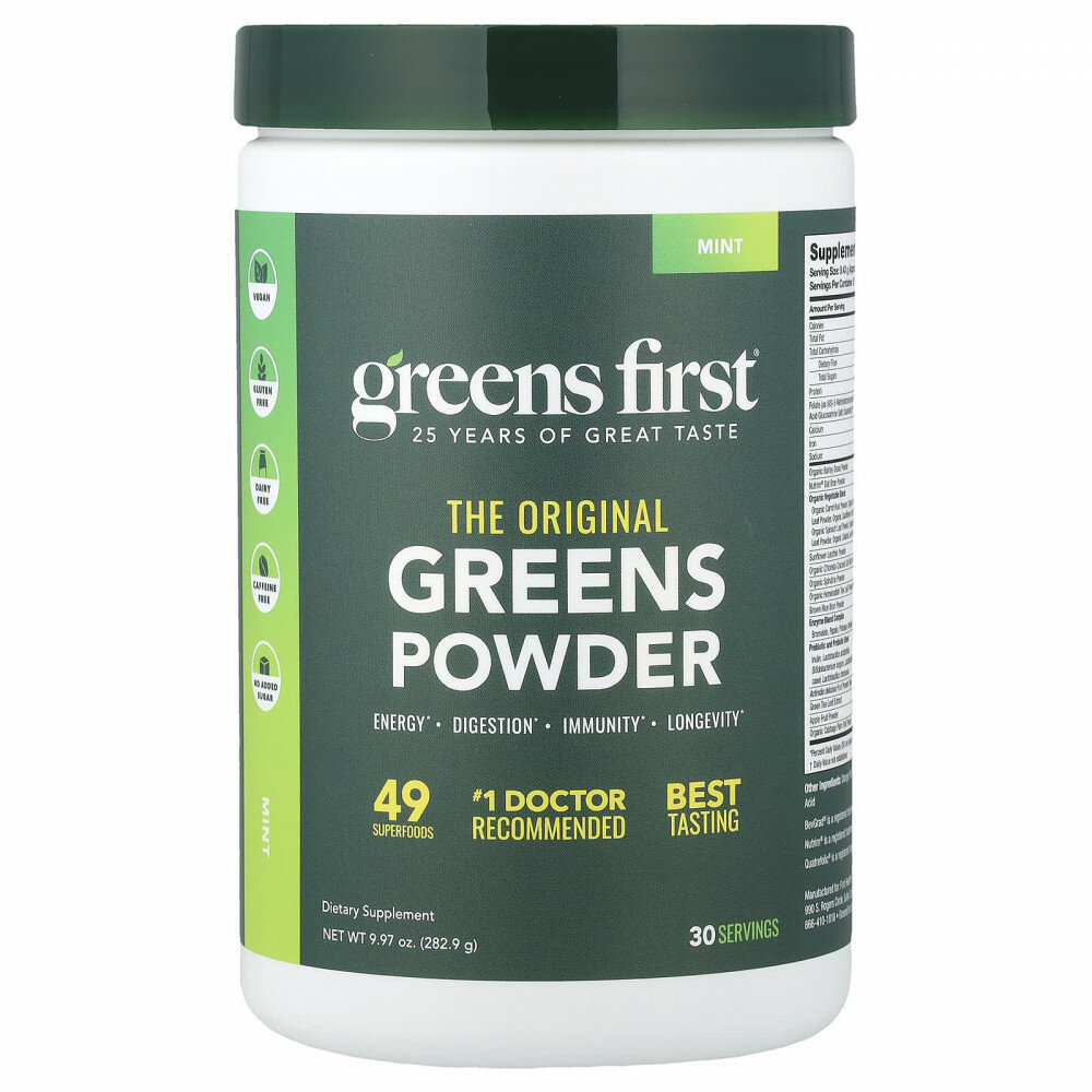 Greens First, зелень в порошке, со вкусом мяты, 282,9 г (9,97 унции)