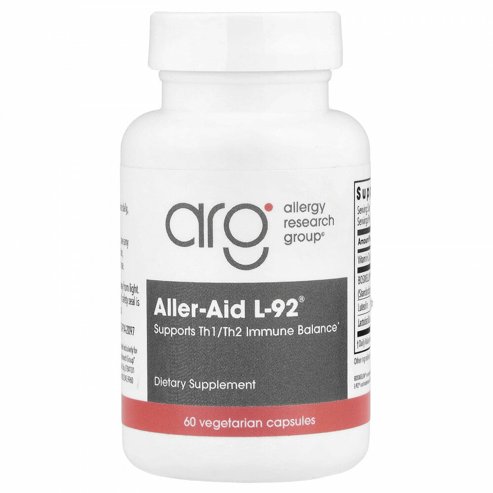 Allergy Research Group, Aller-Aid L-92®, добавка для поддержки иммунитета, 60 вегетарианских капсул