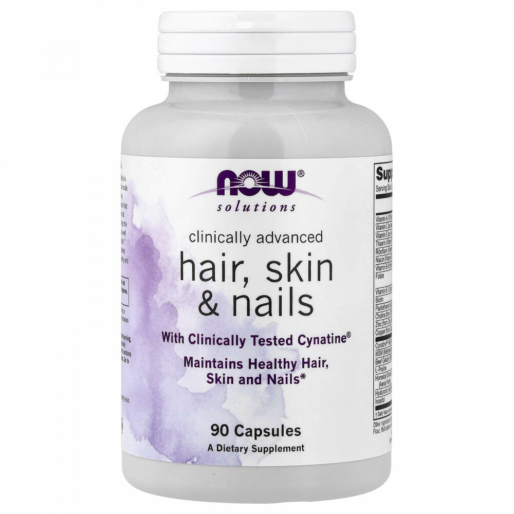 NOW Foods, Solutions, для здоровья волос, кожи и ногтей, 90 капсул