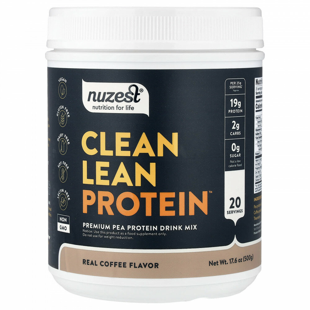 Nuzest, Clean Lean Protein, натуральный кофе, 500 г (17,6 унции)