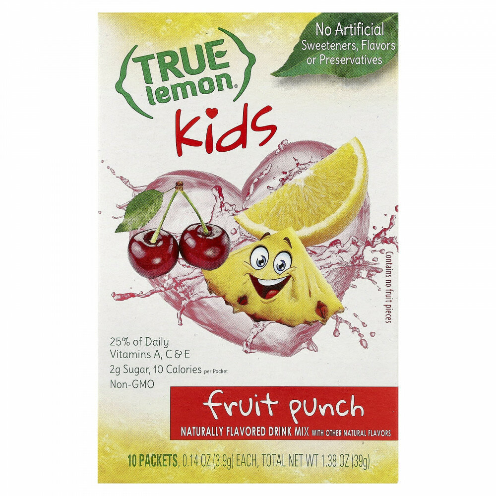 True Citrus, True Lemon®, смесь для приготовления детского напитка, фруктовый пунш, 10 пакетиков по 3,9 г (0,14 унции)