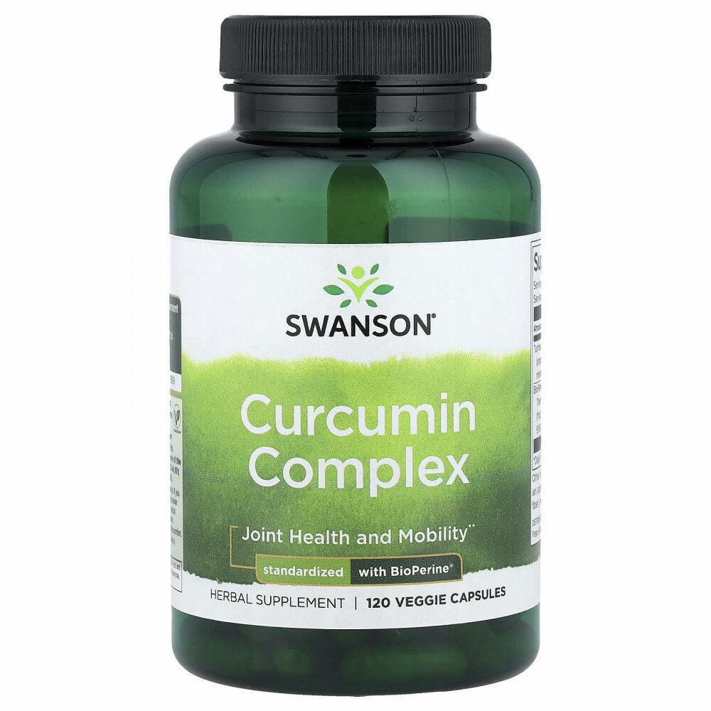 Swanson, комплекс с куркумином, стандартизованный с BioPerine®, 120 растительных капсул