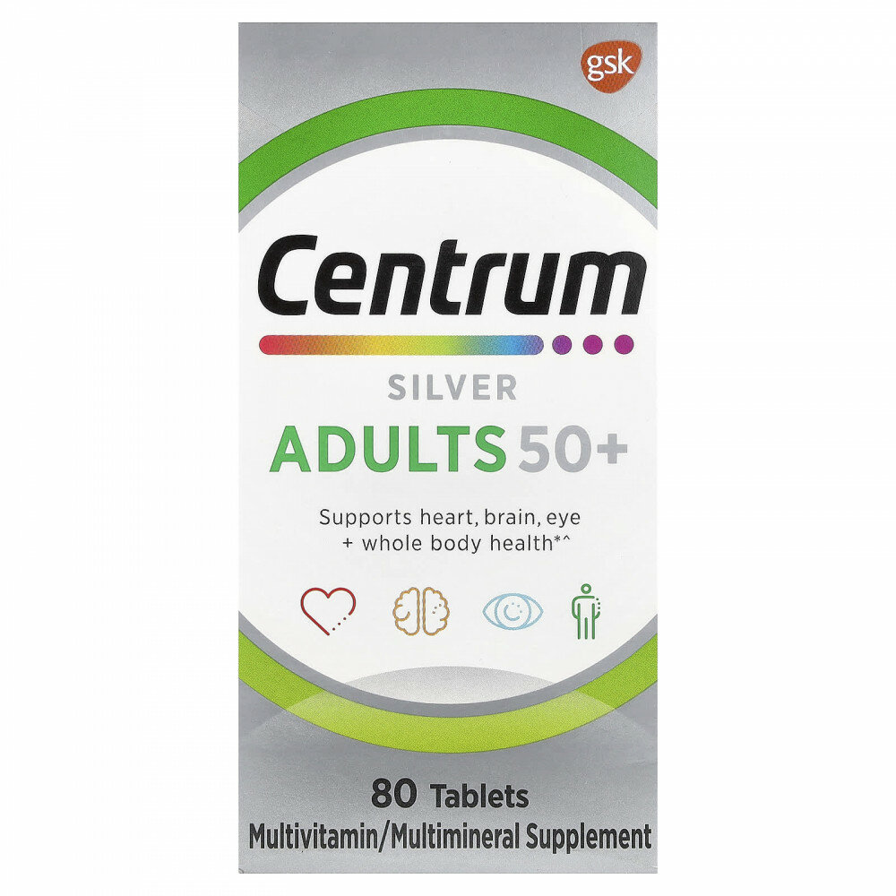 Centrum, Серебро, для взрослых старше 50 лет, 80 таблеток