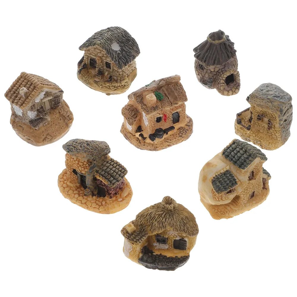 8 Штук Миниатюрных Домиков, Из Смолы, Для Украшения Дома