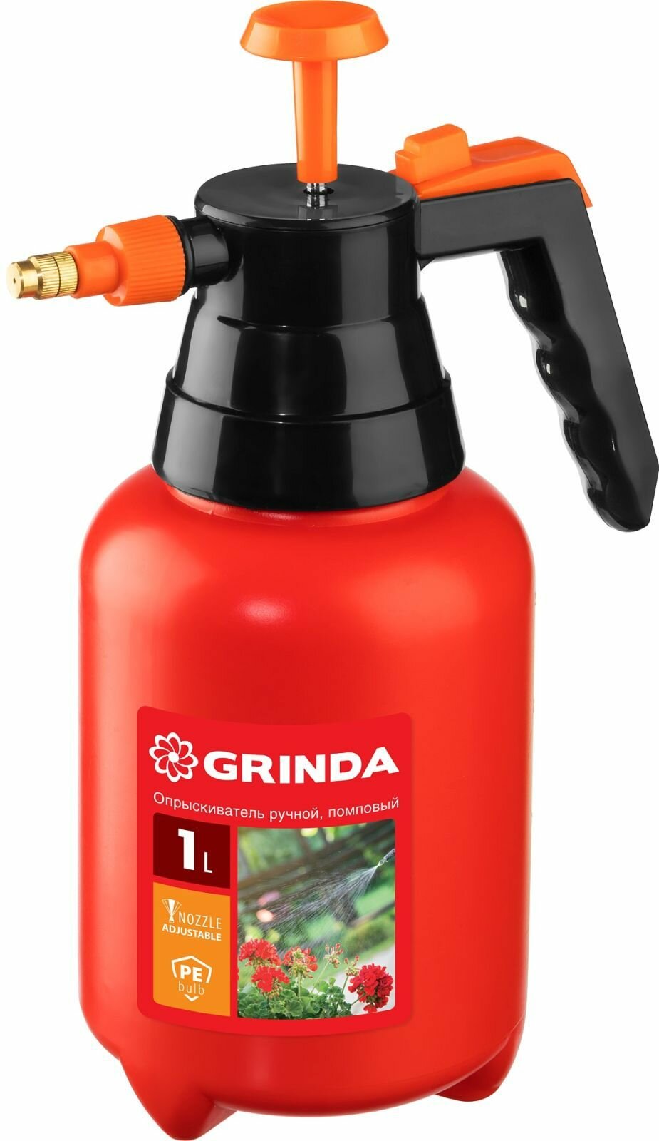 Опрыскиватель Grinda PS-1, помповый, объем 1 л, ручной, колба из высокопрочного полиэтилена