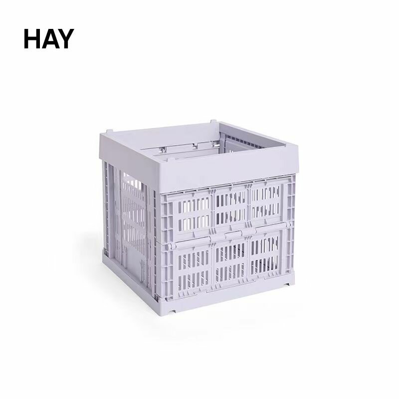 Складной ящик HAY Colour Crate, квадратный пластиковый контейнер для хранения, настольный органайзер