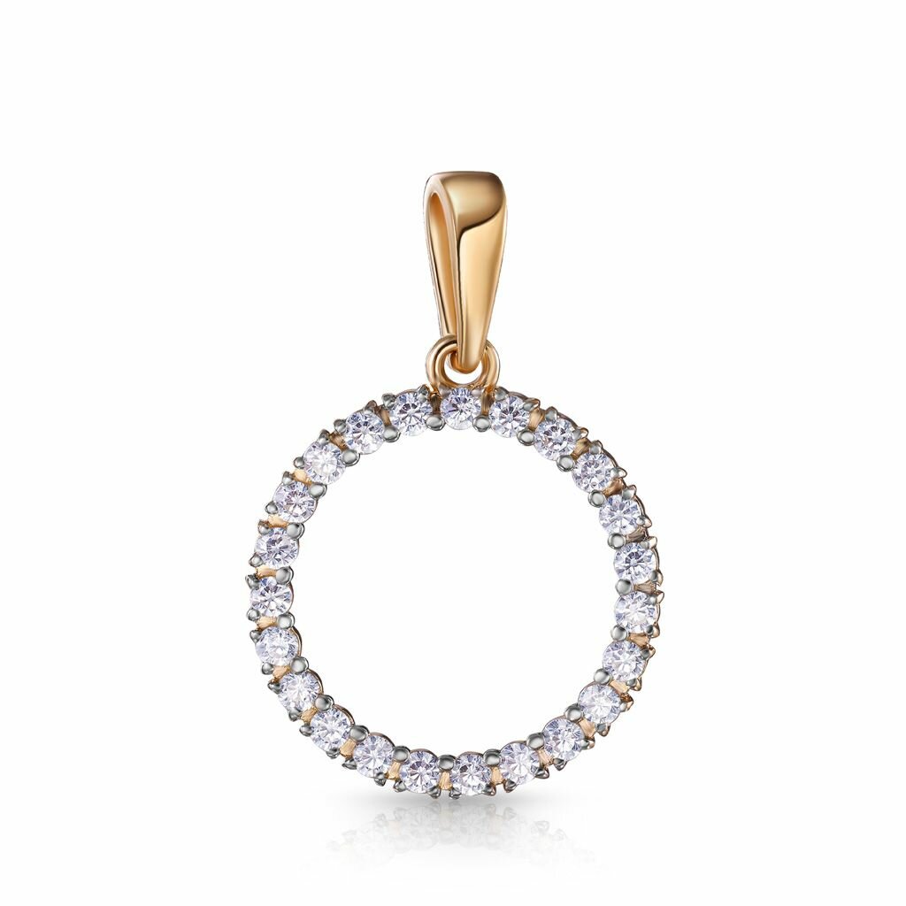 Подвеска, красное золото, 585 проба, фианит