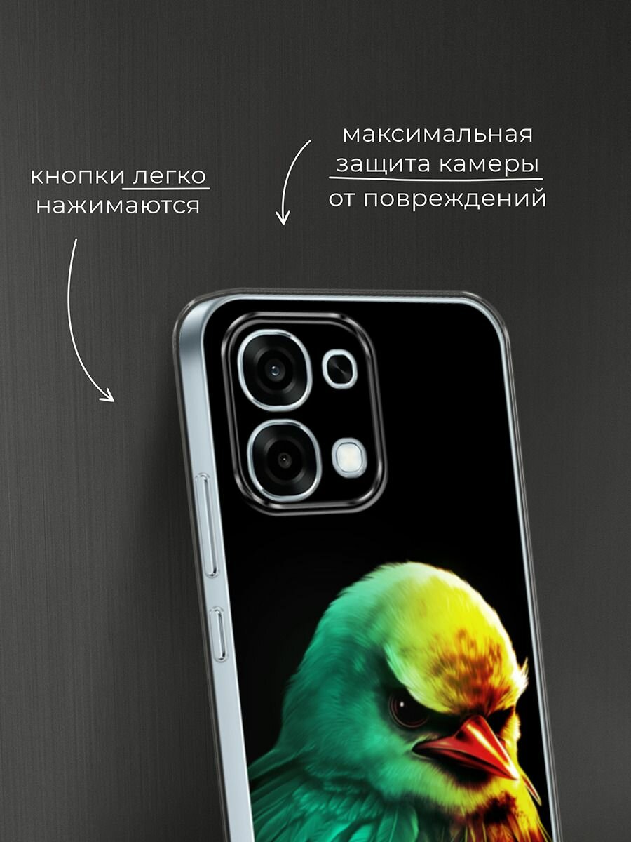 Чехол на Oppo A6 Pro / Оппо A6 Про с принтом Недовольная птичка — фото 1