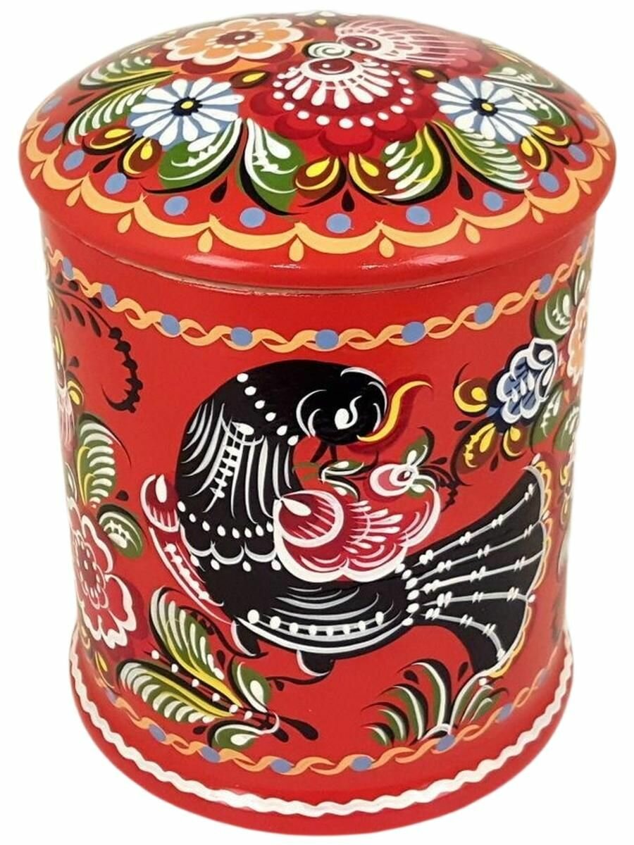 Шкатулка, Поставок Совет да любовь (Птички), Городецкая роспись, ручная авторская работа