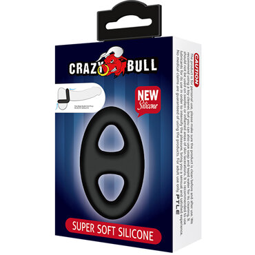Baile Crazy Bull Super Soft Slilicon Double, черное Двойное супермягкое эрекционное кольцо