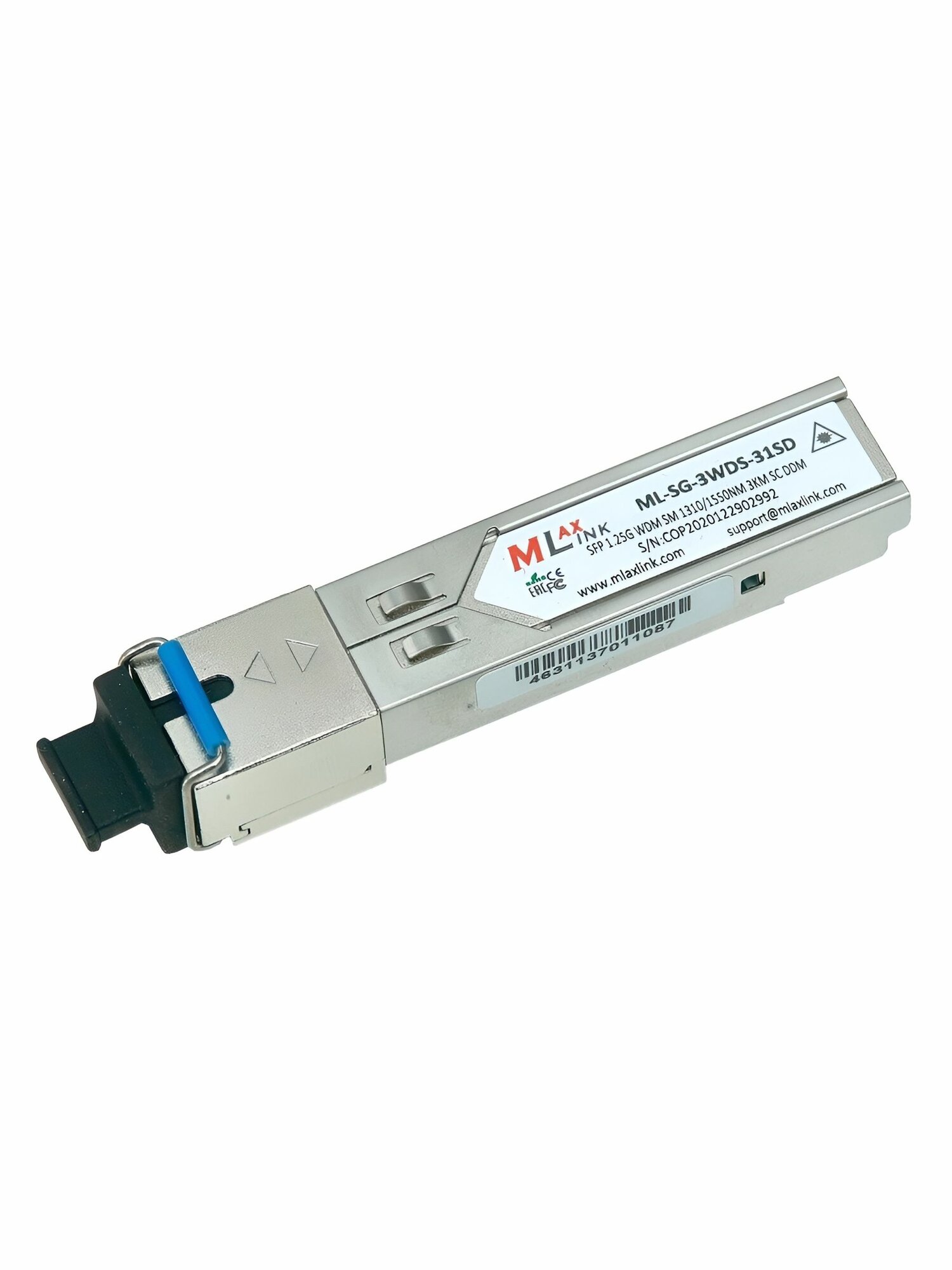 Модуль SFP оптический MlaxLink ML-SG-3WDS-31SD SFP WDM, 1.25Гб/с, 3км, 1310/1550нм, SC, DDM