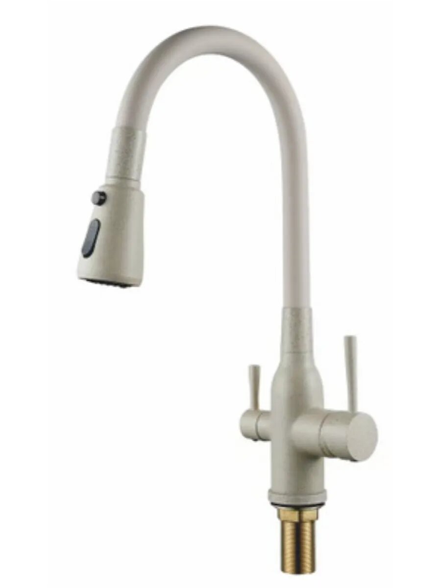 Смеситель для кухни бежевый с силиконовым изливом